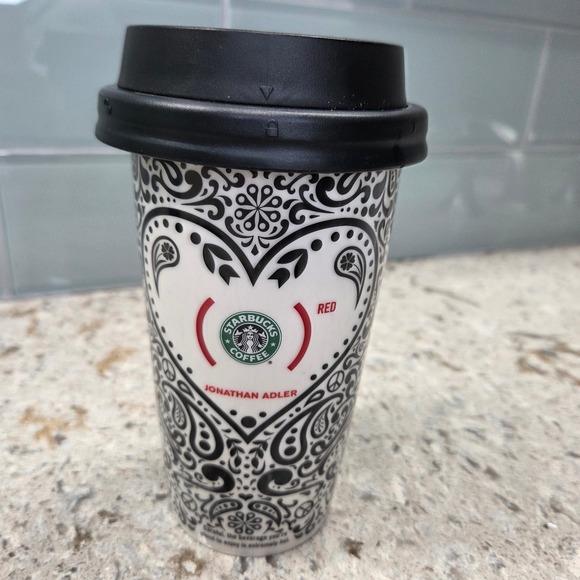 Starbucks | Dining | Starbucks Jonathan Adler Red Heart Ceramic Paisley ...